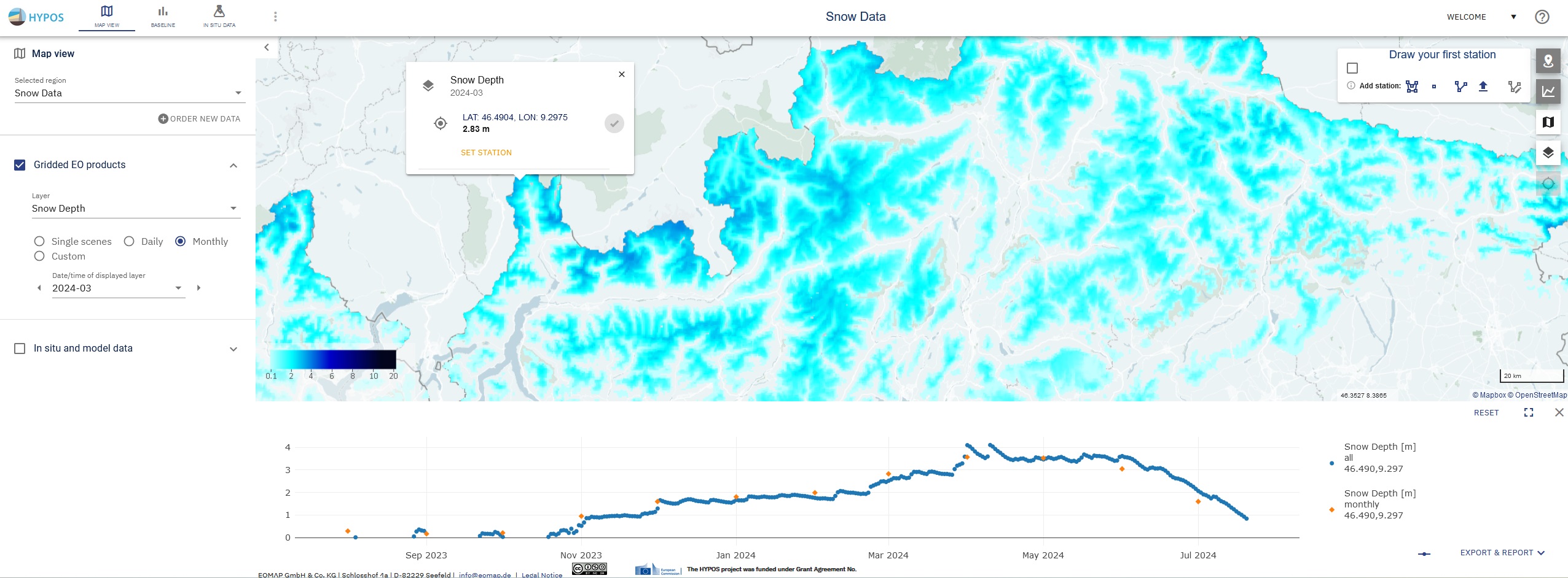Satellite data powers EOMAP's pioneering snow modelling solution